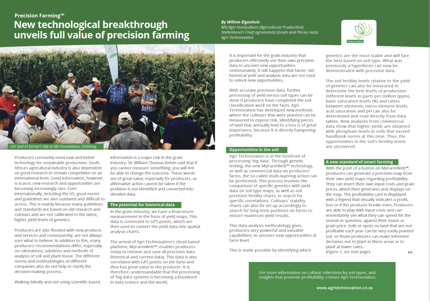 New technological breakthrough unveils full value of precision farming ...